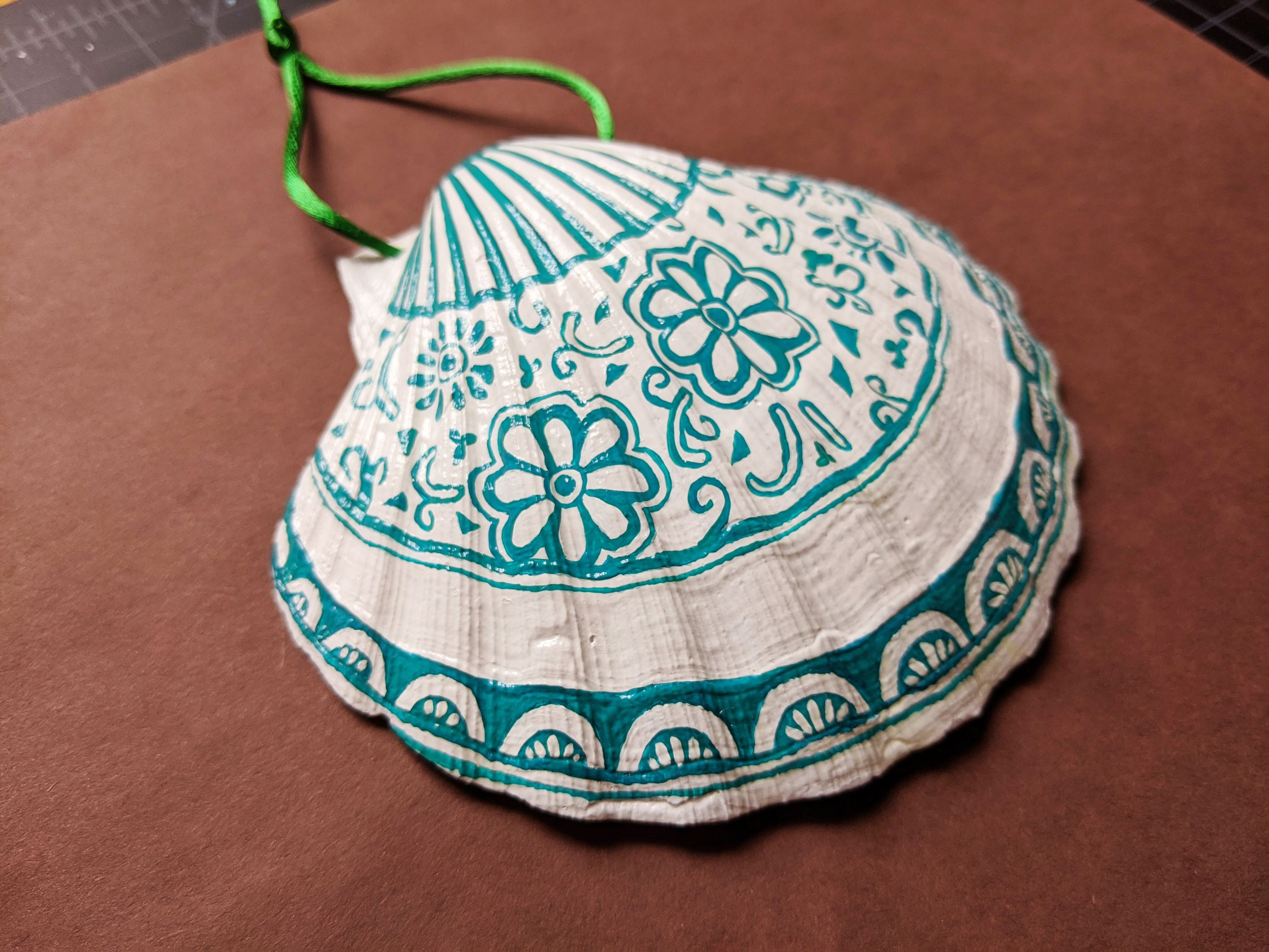 Hand Painted Shell-blue and White-hand Painted Seashell-scallop Shell ...