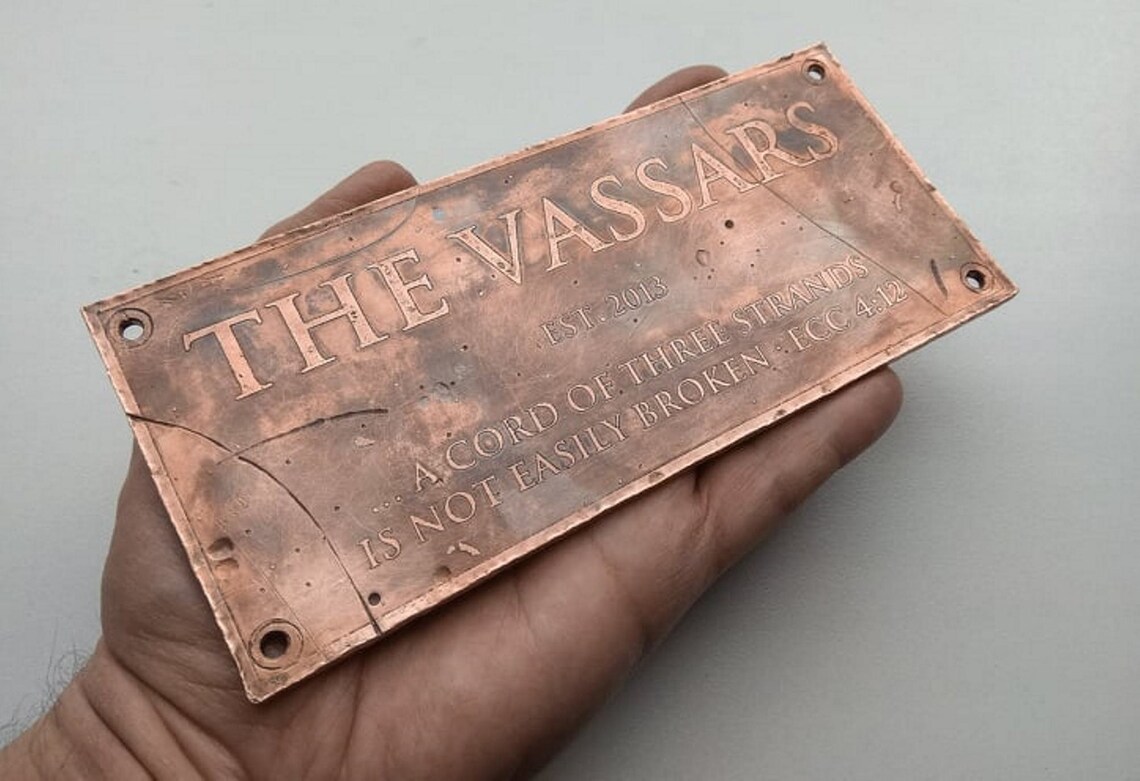 Copper Name Plate Aged Metal Vintage Plaque Personalized - Etsy