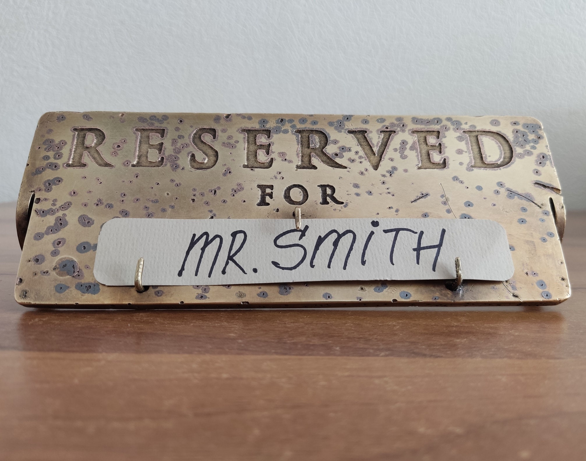 Aged Brass Reserved Table Sign, Custom Brass Name Plate, Housewarming ...
