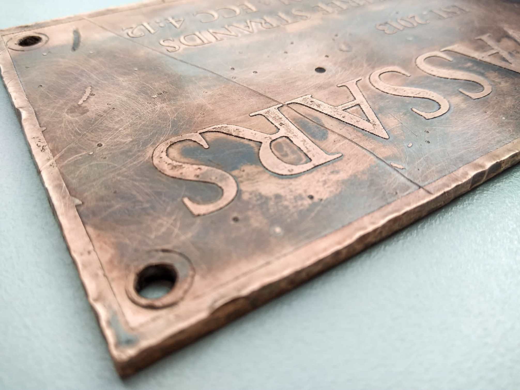 Copper Name Plate, Aged Metal Vintage Plaque, Personalized Antique ...
