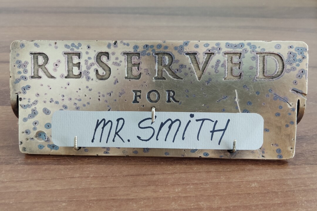 Aged Brass Reserved Table Sign, Custom Brass Name Plate, Housewarming ...
