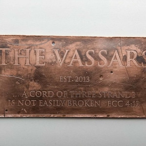 Vintage Copper Name Plate Old Metal Sign Stylized Antique Door Sign ...
