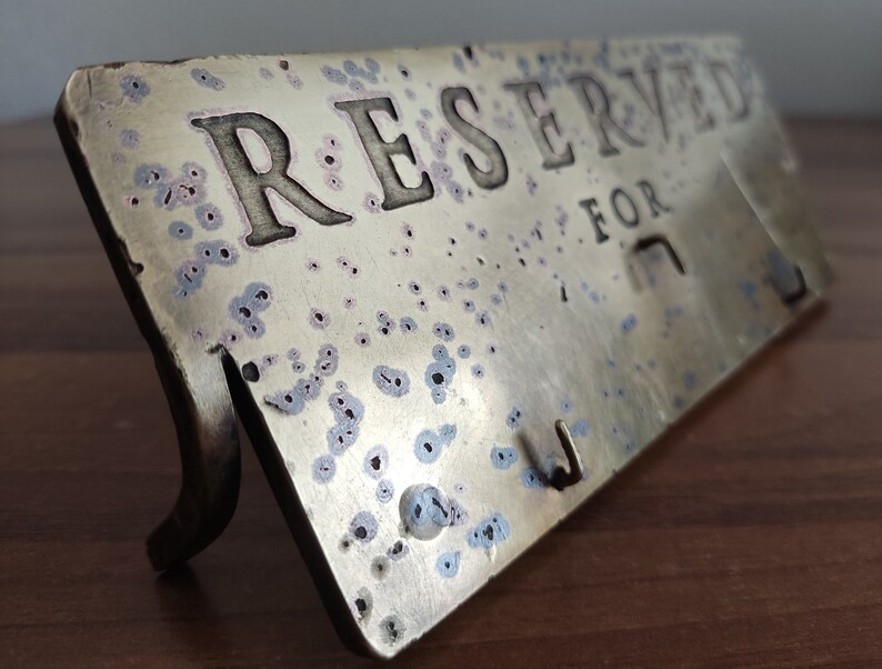 Aged Brass Reserved Table Sign, Custom Brass Name Plate, Housewarming ...