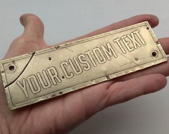 Custom Brass Name Plate Old Metal Plaque Vintage Aged - Etsy