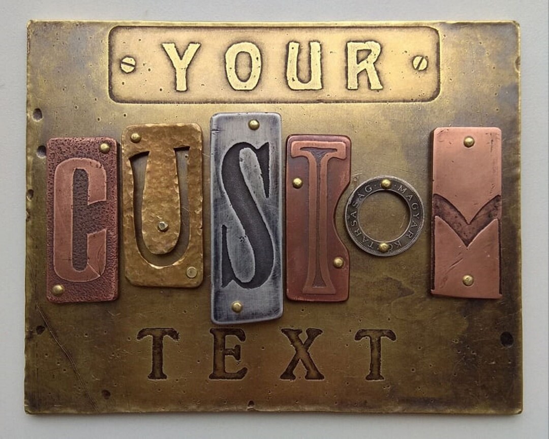 Custom Brass Outdoor Name Plate, Aged Home Gift, Vintage Man Cave ...