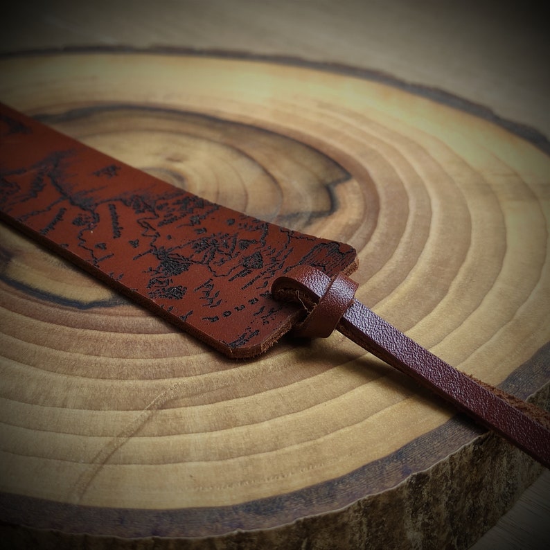 Leather Bookmark Map, Fantasy Map Leather Bookmark, Personalized ...