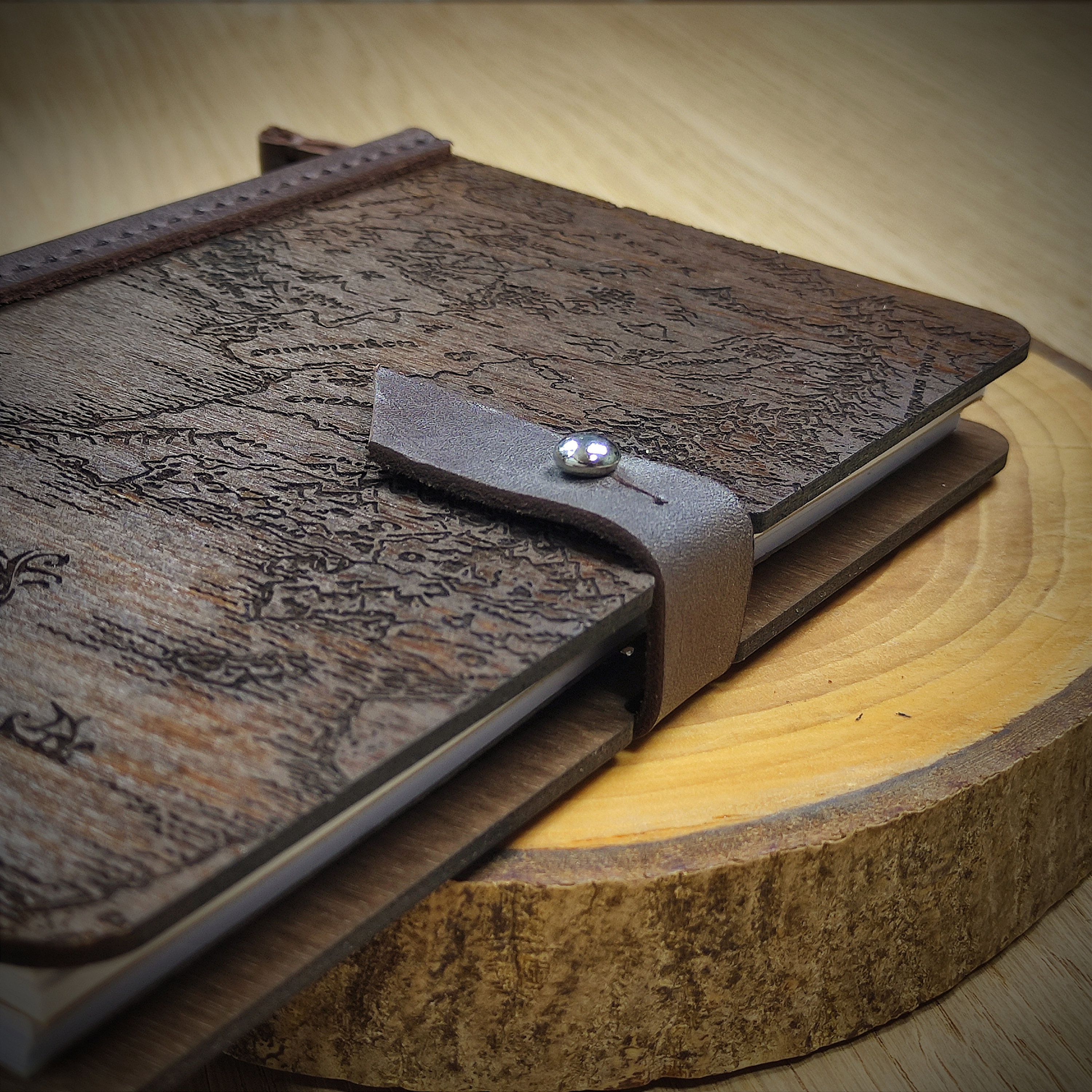 Lord of the Rings Wrapped Wooden Journal, Map of the Middle Earth ...