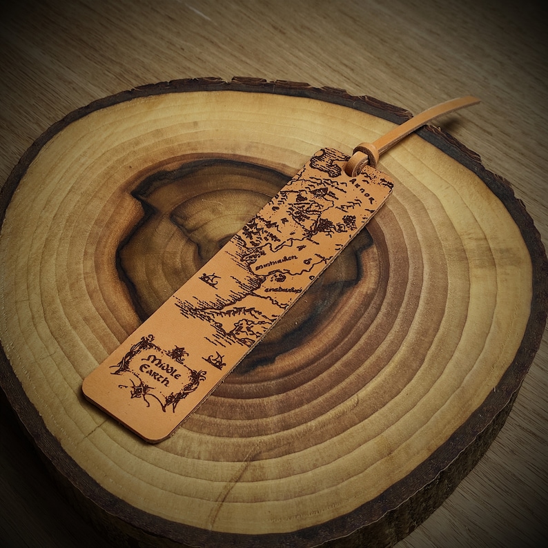 Middle Earth Map Bookmark, LOTR Leather Bookmark, Personalized Bookmark ...