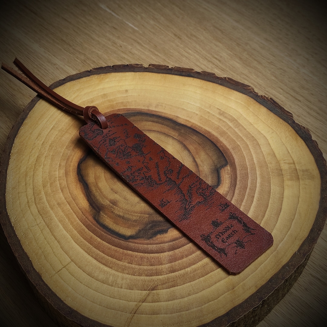 Middle Earth Map Bookmark, LOTR Leather Bookmark, Personalized Bookmark ...