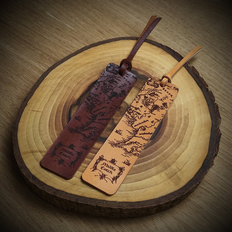 Middle Earth Map Bookmark, LOTR Leather Bookmark, Personalized Bookmark ...