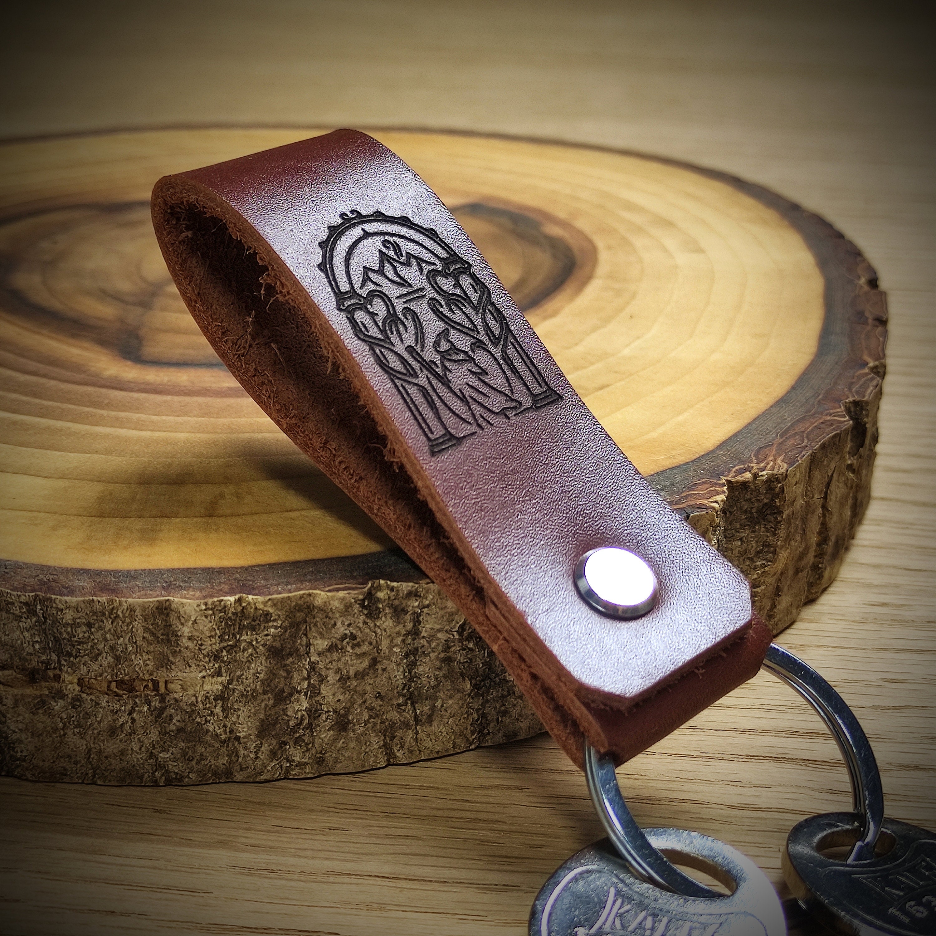 The Doors of Durin Leather Keychain, LOTR Key Holder - Etsy