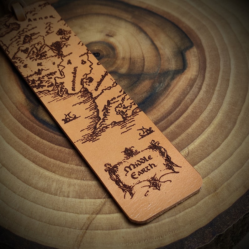 Middle Earth Map Bookmark, LOTR Leather Bookmark, Personalized Bookmark ...
