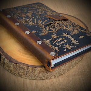 LOTR Wrapped Wooden Journal, Map of the Middle Earth Notebook, Custom ...