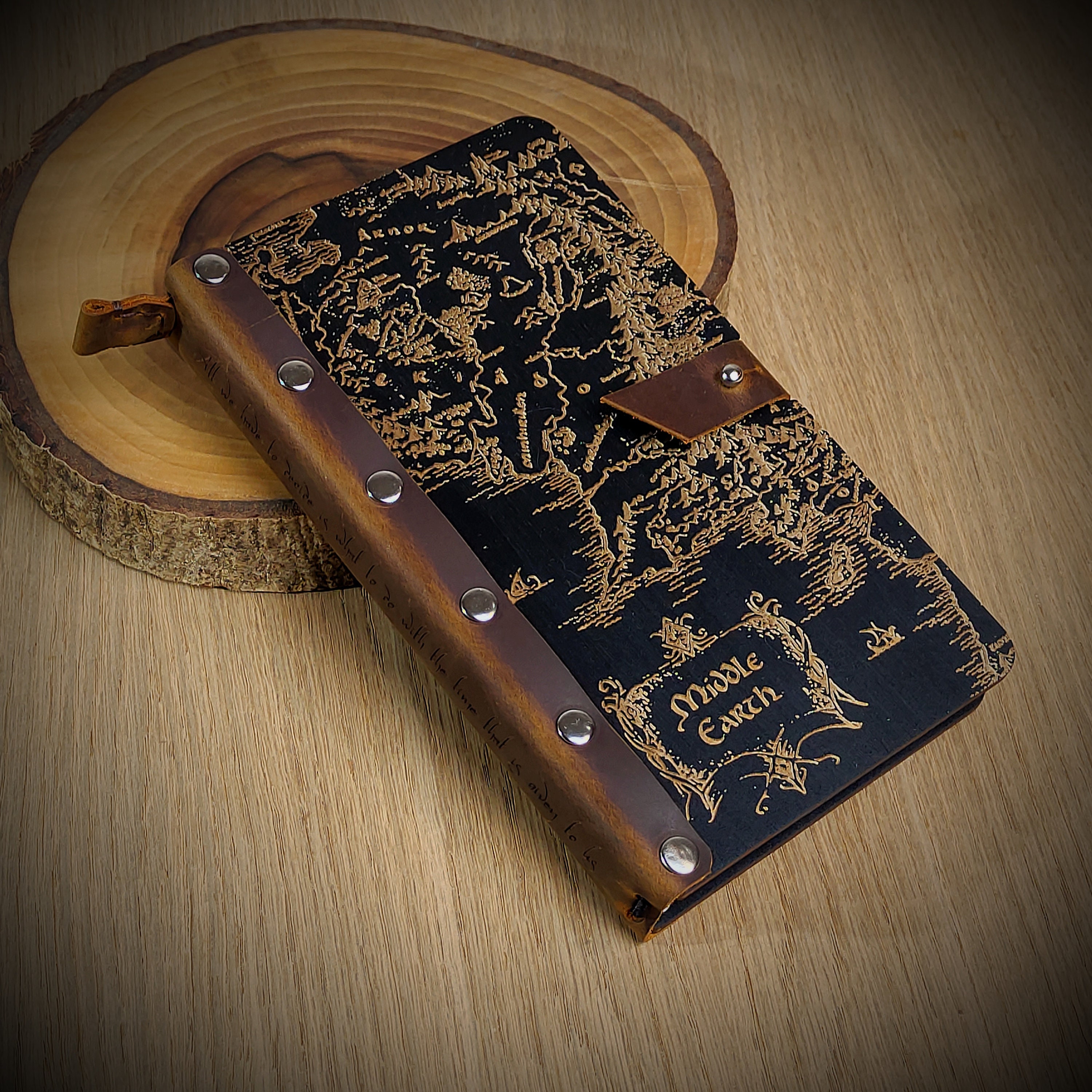 LOTR Wrapped Wooden Journal, Map of the Middle Earth Notebook, Custom ...