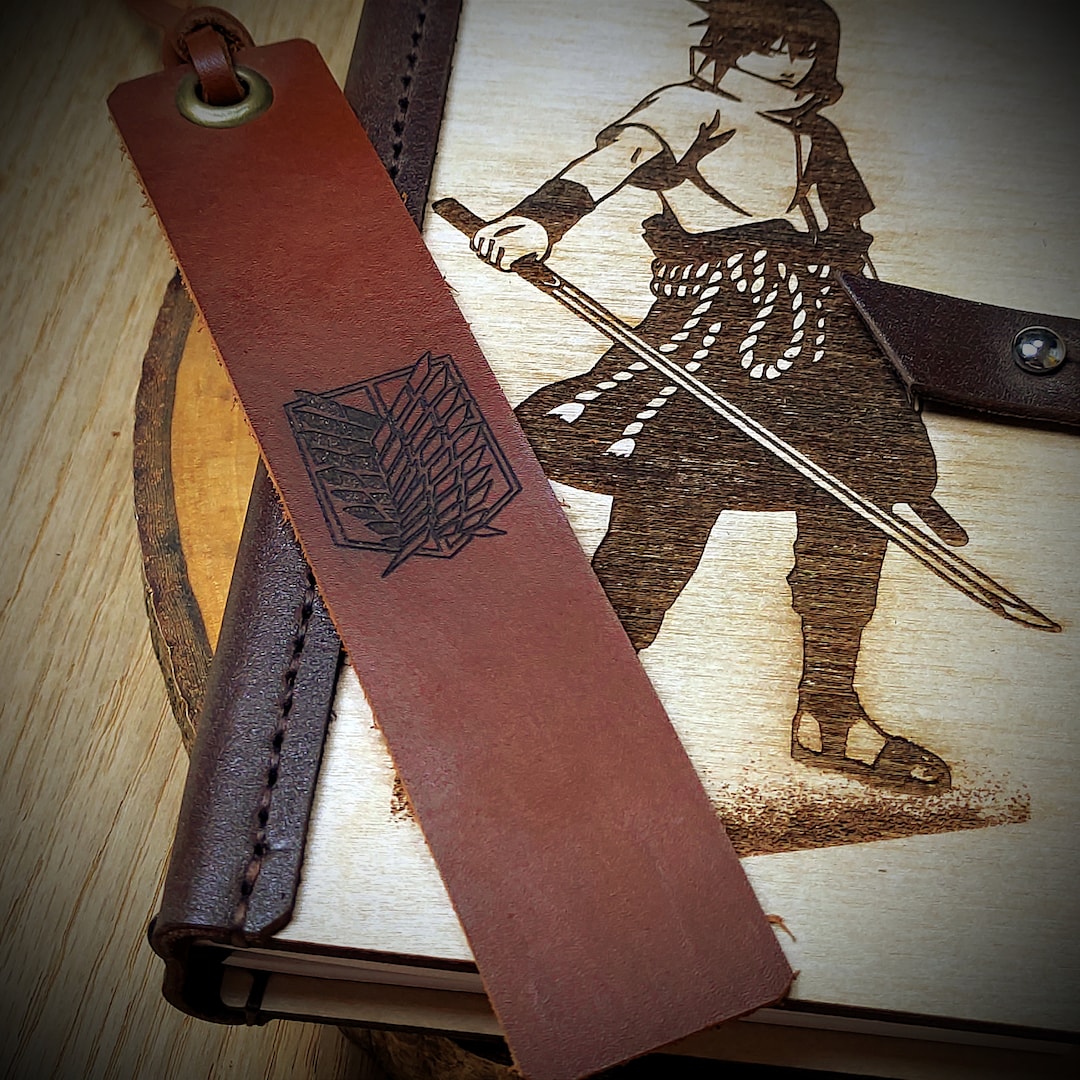 Titan Bookmark, Anime Leather Bookmark - Etsy