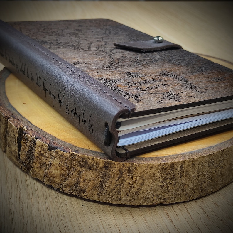 Lord of the Rings Wrapped Wooden Journal, Map of the Middle Earth ...