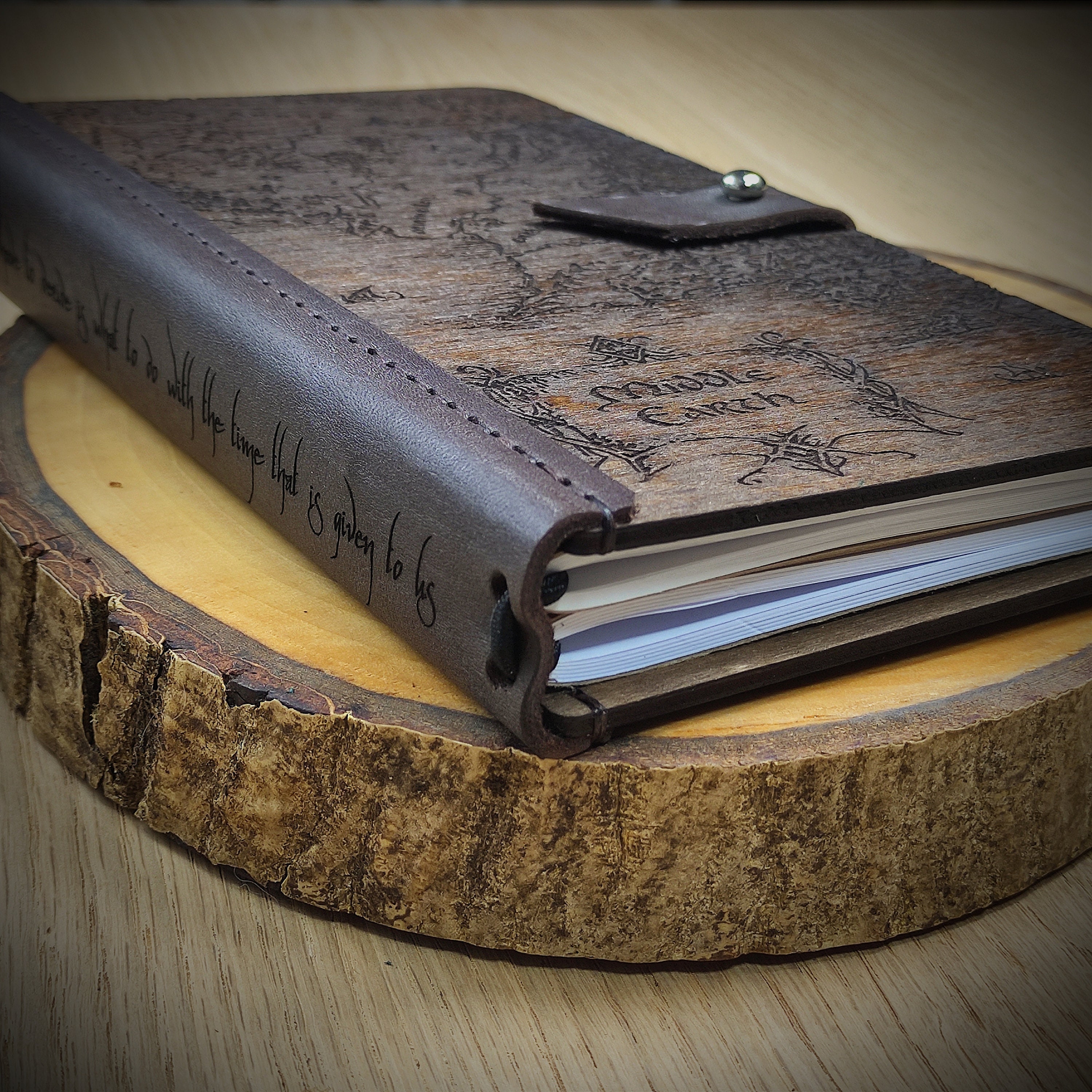 Lord of the Rings Wrapped Wooden Journal, Map of the Middle Earth ...