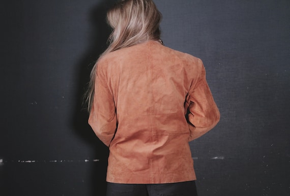 Vintage SUEDE JACKET 1990s Light Brown Genuine Suede … - Gem