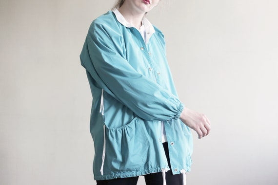 Vintage WINDBREAKER Sky Blue White Jacket Midi Bright… - Gem