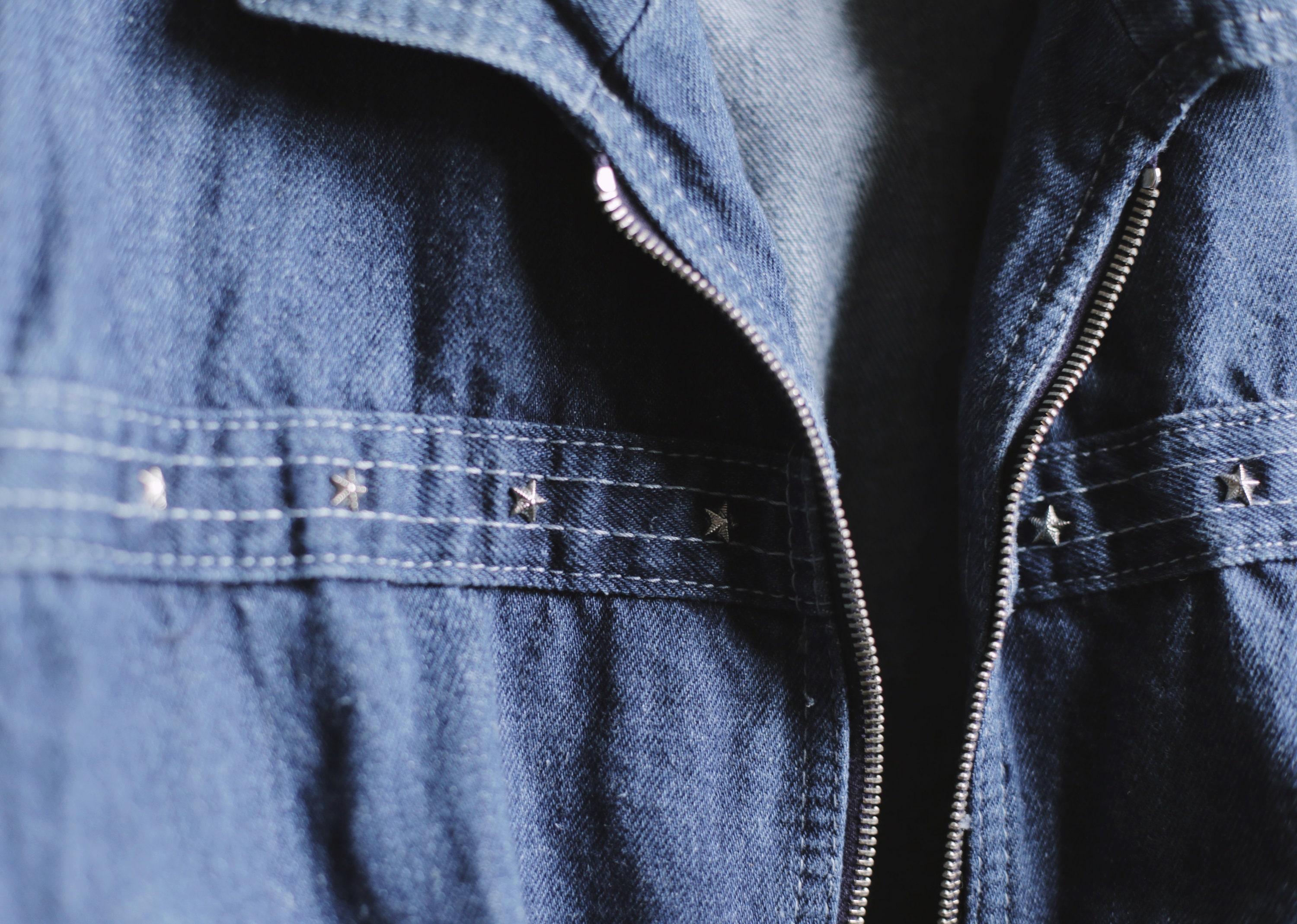 Vintage DENIM BOMBER JACKET Dark Blue Blue Star Decorated - Etsy