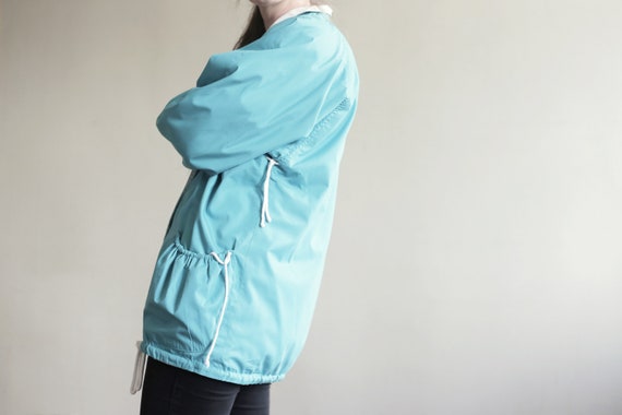 Vintage WINDBREAKER Sky Blue White Jacket Midi Bright… - Gem