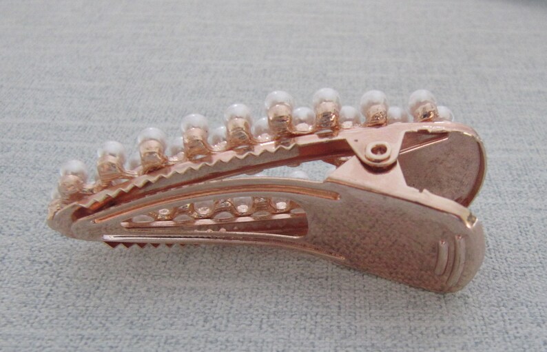 Rose Gold Pearl Chunky Hair Clip / Beak Clip / Concord Clip Decorative ...