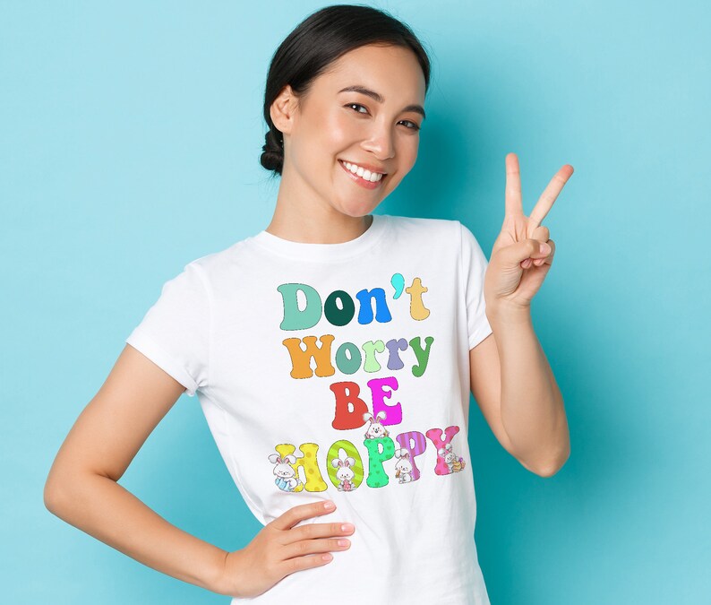 Easter Png Don't Worry Be Hoppy Png Retro Happy Face - Etsy