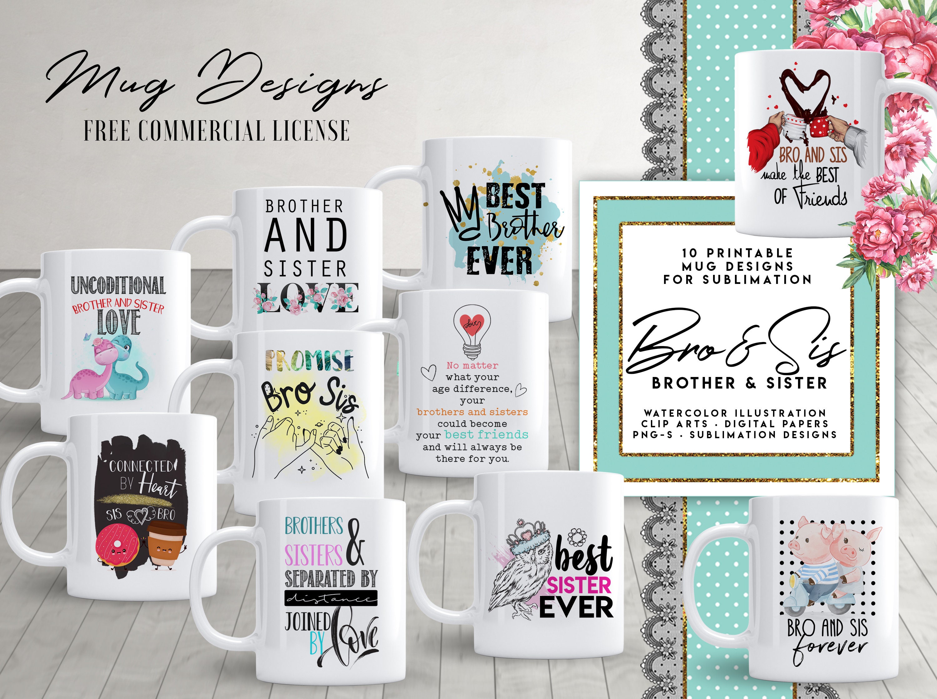 10 Brother and Sister Mug Template Designs for Sublimation - Etsy Australia