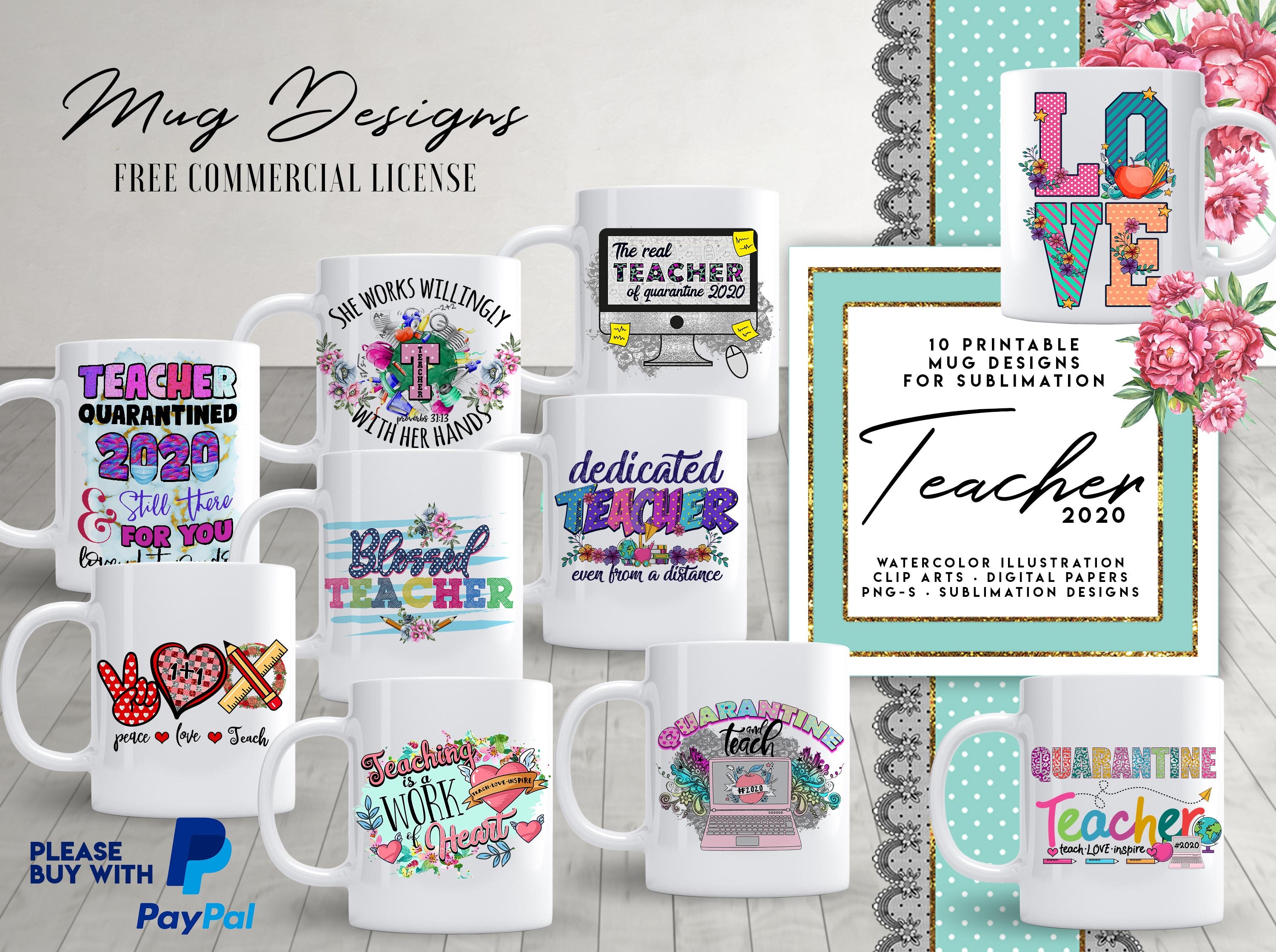 10 TEACHER Mug Template Designs for Sublimation Printing - Etsy