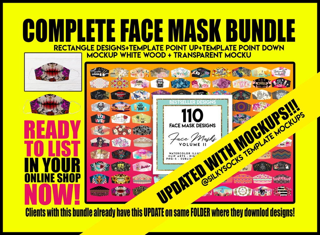 Face Mask Designs HUGE BUNDLE 2 Facemask Sublimation Design Template ...