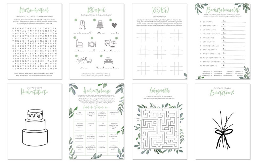 Wedding Game Set for Children Wedding Bingo, Children's Wedding Games ...