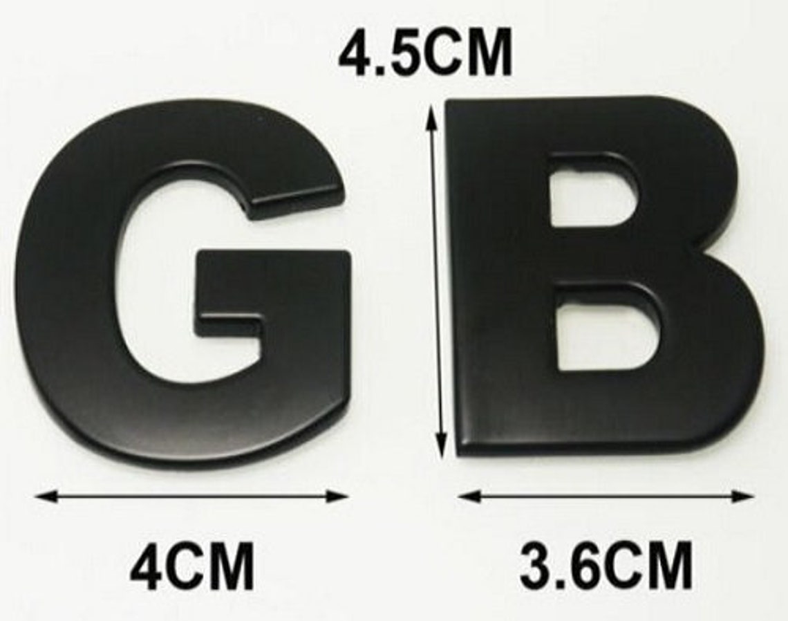 NEW Quality Large GB Chrome BLACK 3D Self-adhesive Car Letters Badge ...