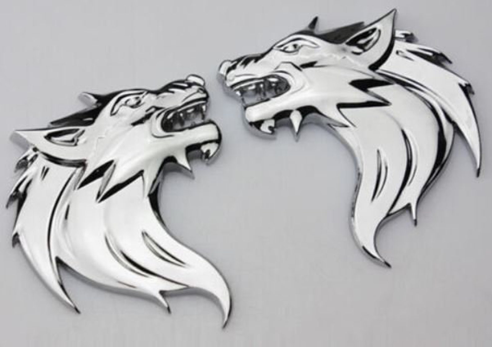 Pair 3D Quality Metal Wolf Head Badge Decals Emblem CAR - Etsy