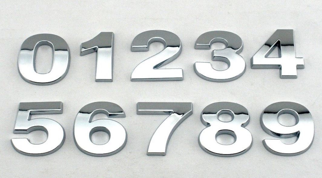 NEW 3D Quality Metal Chrome Self Adhesive Letters & Numbers Signs ...