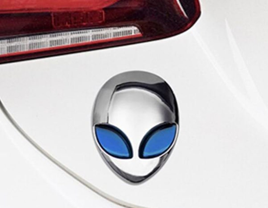 3D Metal Quality Big Alienware Alien Head Car UFO Decals Sticker Emblem ...