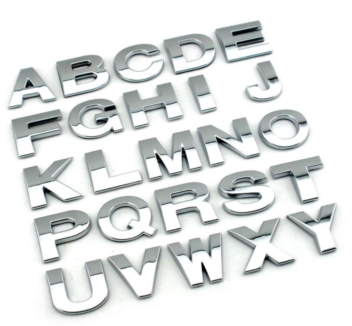 NEW 3D Quality Metal Chrome Self Adhesive Letters & Numbers Signs ...