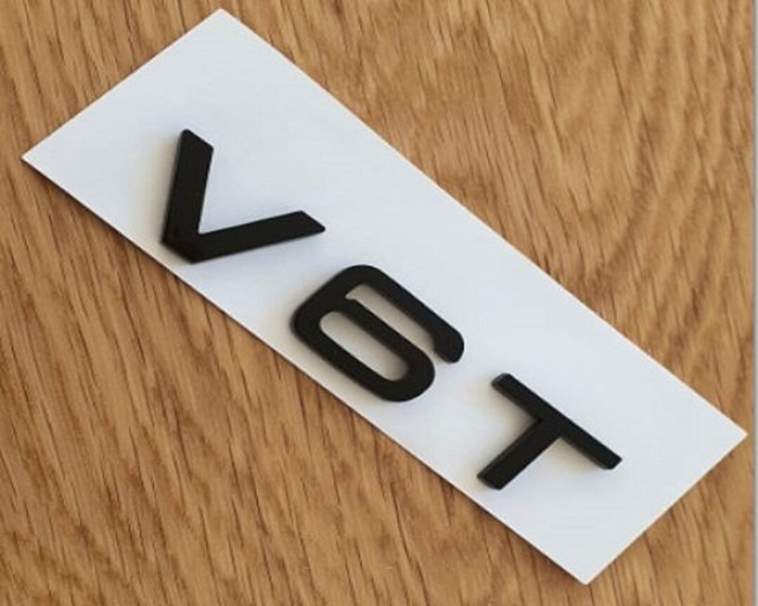 3D V6T ABS Chrome Lettering Car Styling Rear Emblem Badge Logo - Black ...