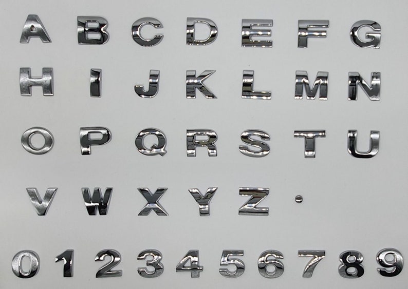 NEW 3D Quality Metal Chrome Self Adhesive Letters & Numbers Signs ...