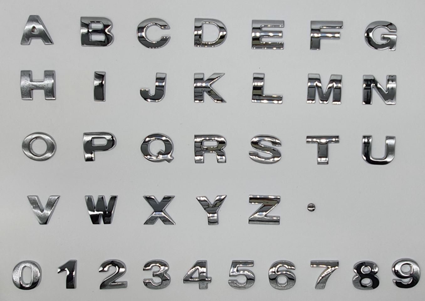 NEW 3D Quality Metal Chrome Self Adhesive Letters & Numbers Signs ...