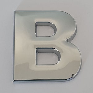 45mm High 3D Alphabet Metal Chrome Self Adhesive Letters and Numbers ...