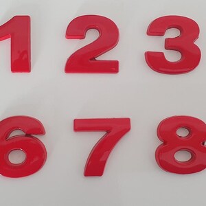 2.5 Cm RED 3D FULL Metal Self Adhesive Alphabet Car Letters & Numbers ...