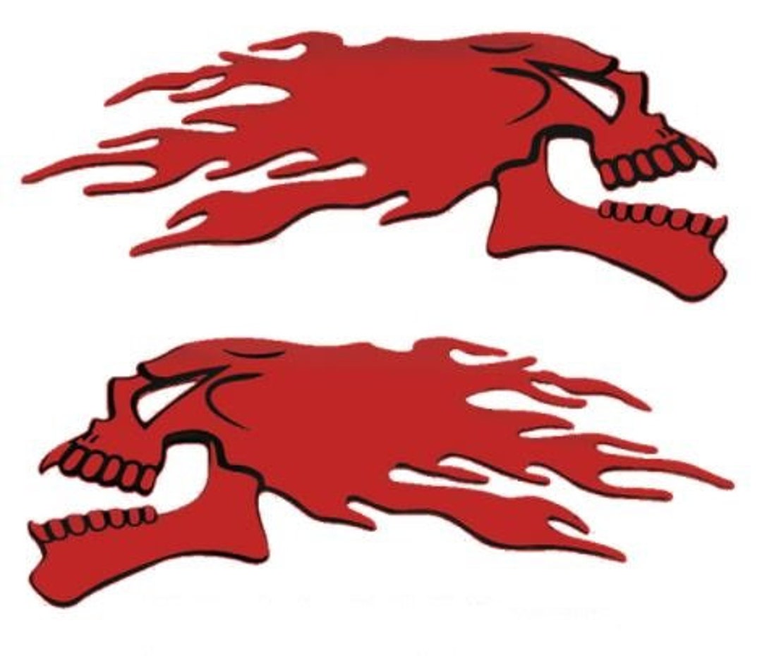 Pair Red Fire 3D Ghost Skull Head Auto Motorcycle Car Sticker Emblem - Etsy