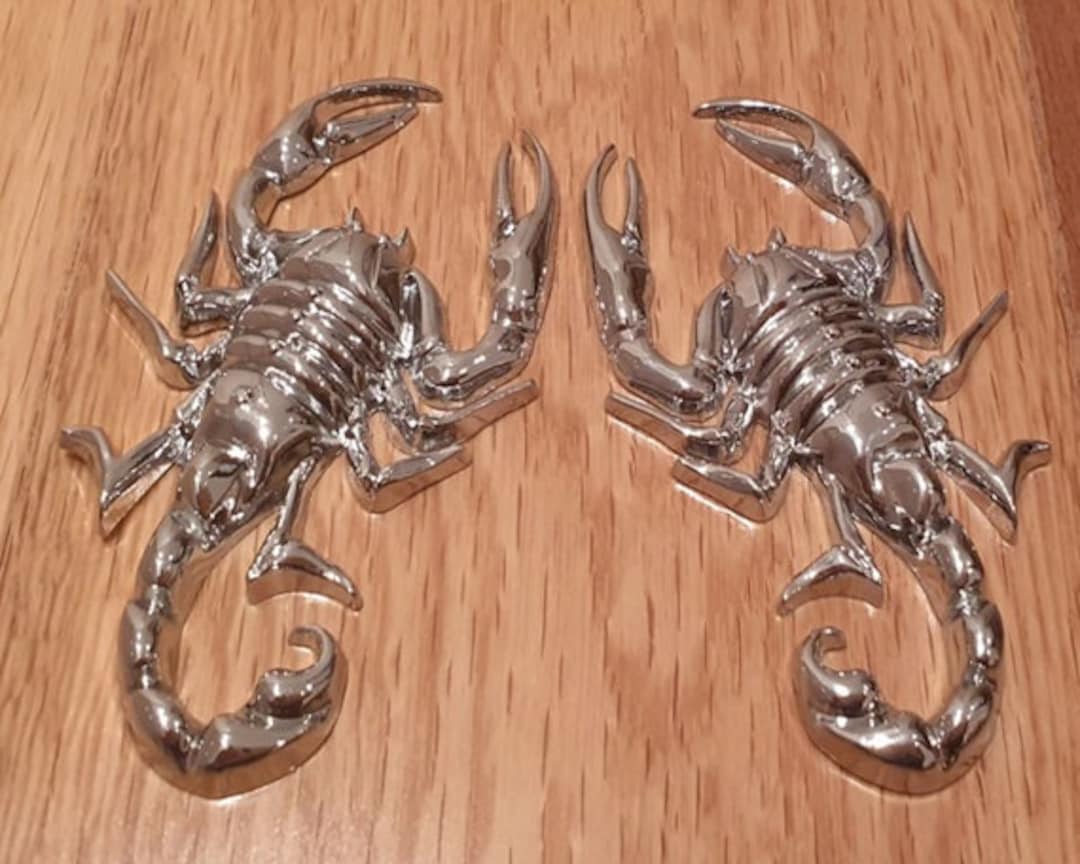 Pair 3D Quality Metal Scorpion Logo Emblem Chrome Car Motorcycle Badge ...
