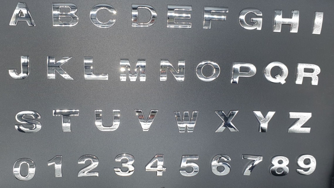 NEW 3D Quality Metal Chrome Self Adhesive Letters & Numbers Signs ...