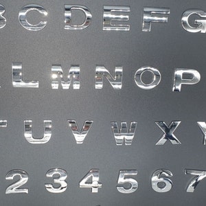 NEW 3D Quality Metal Chrome Self Adhesive Letters & Numbers Signs ...
