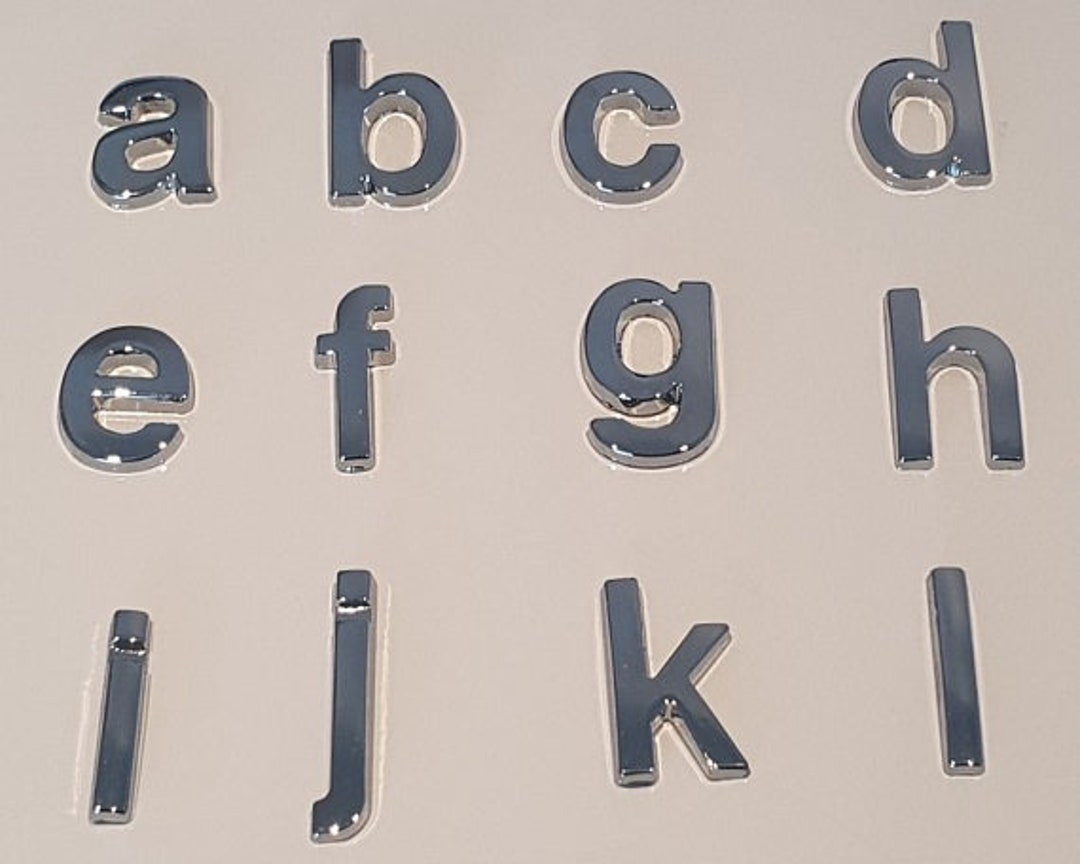 3D Quality Metal Chrome Self Adhesive Lower Case Letters Signs Badge ...