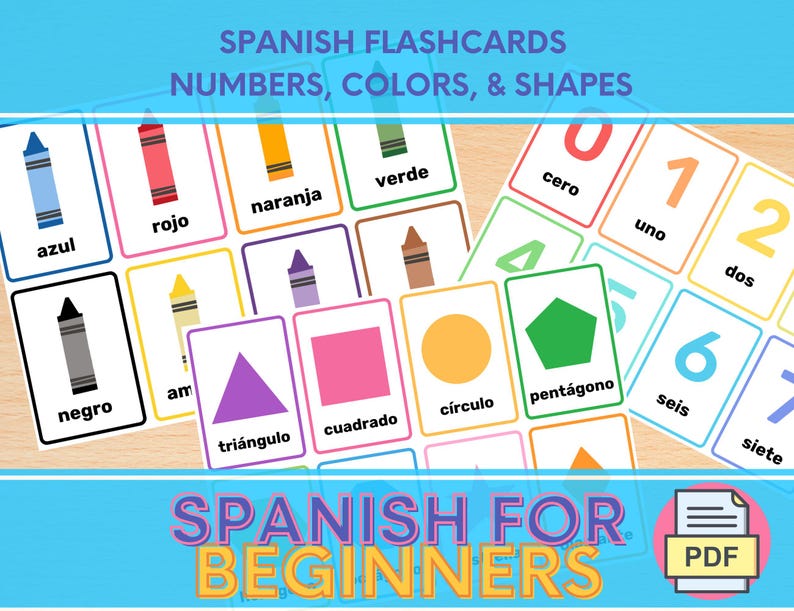 Spanish Flashcards for Kids – Numbers, Colors & Shapes | Bilingual ...