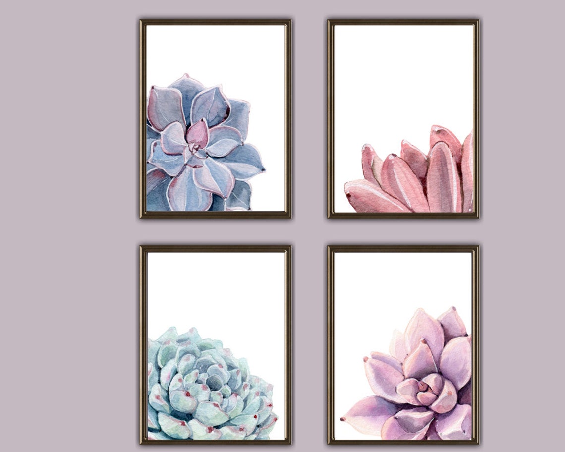 Four Succulent Plant Wall Art Images, Printable, Instant Download ...