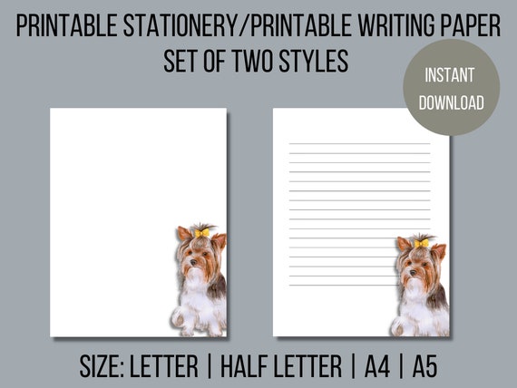 Yorkshire Terrier Printable Letter Writing Paper Yorkie | Etsy