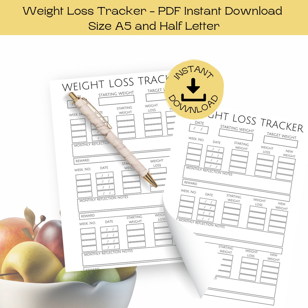 Weight Loss Tracker, Printable Weight Loss Record, Double-sided Diet ...